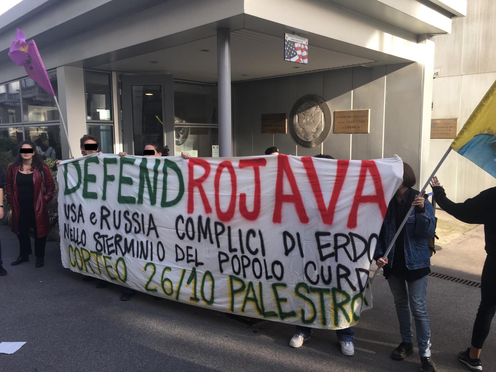 Defend Rojava - Blitz ai consolati di USA e Russia - MilanoInMovimento